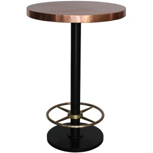 Round Bistro Copper or Brass Top Bar Table